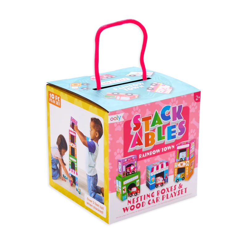 stackables nested cardboard toys and cars set - rainbow town – Parkway ...
