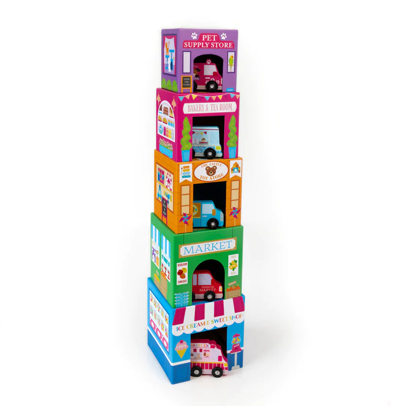 stackables nested cardboard toys and cars set - rainbow town – Parkway ...